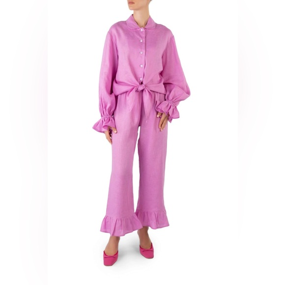 Sleeper | Pants & Jumpsuits | Sleeper Pink Rumba Linen Lounge Suit ...